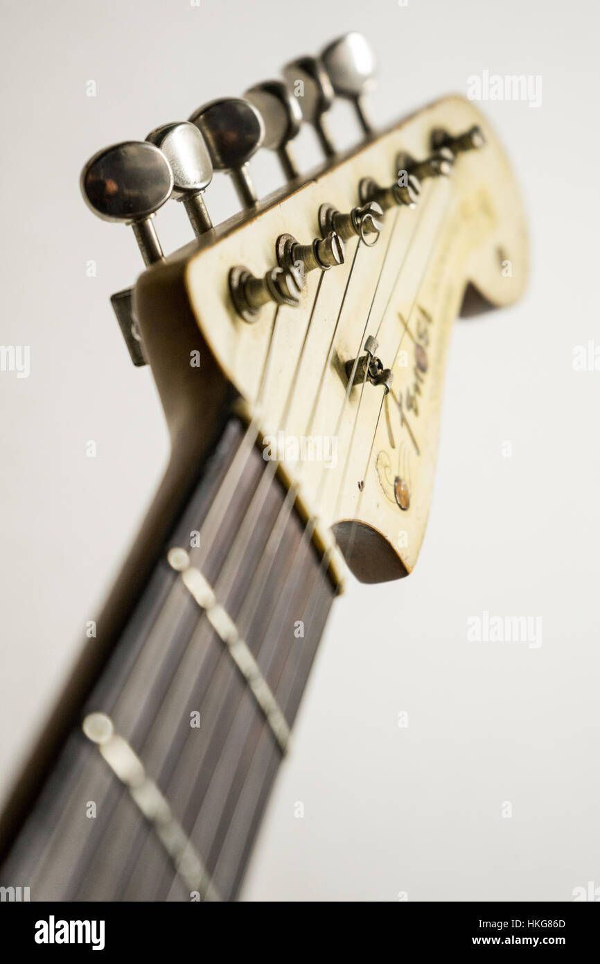 guitar arm with a narrow depth of field showing the mechanics of the ...