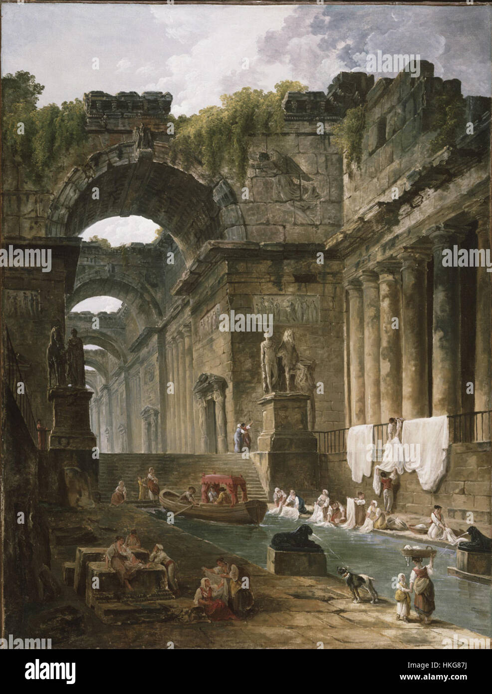 Hubert Robert's painting 'Ruins of a Roman Bath with Washerwomen ...