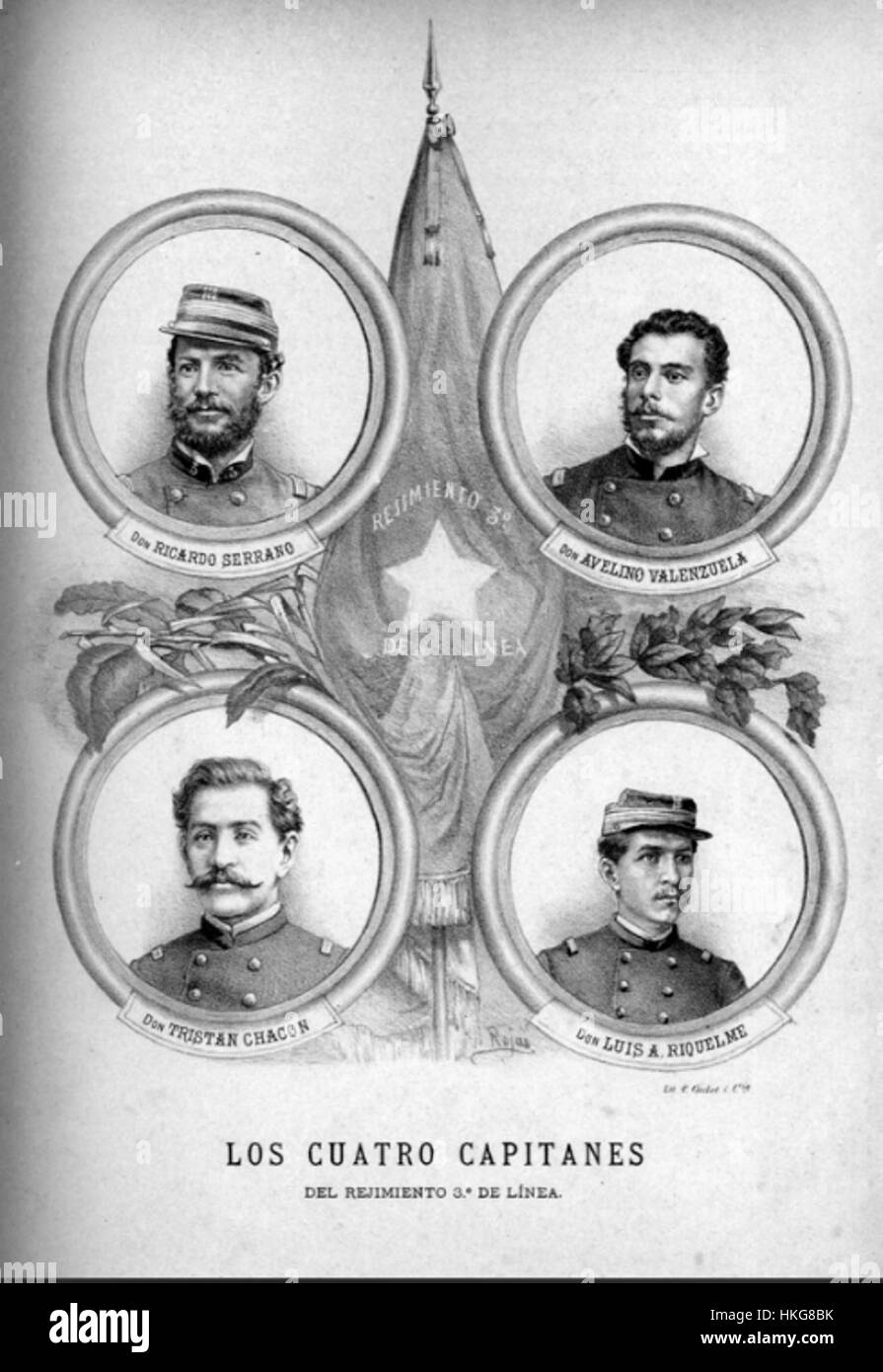 'Cuatro Capitanes' (Four Captains) is a historical artwork that depicts ...