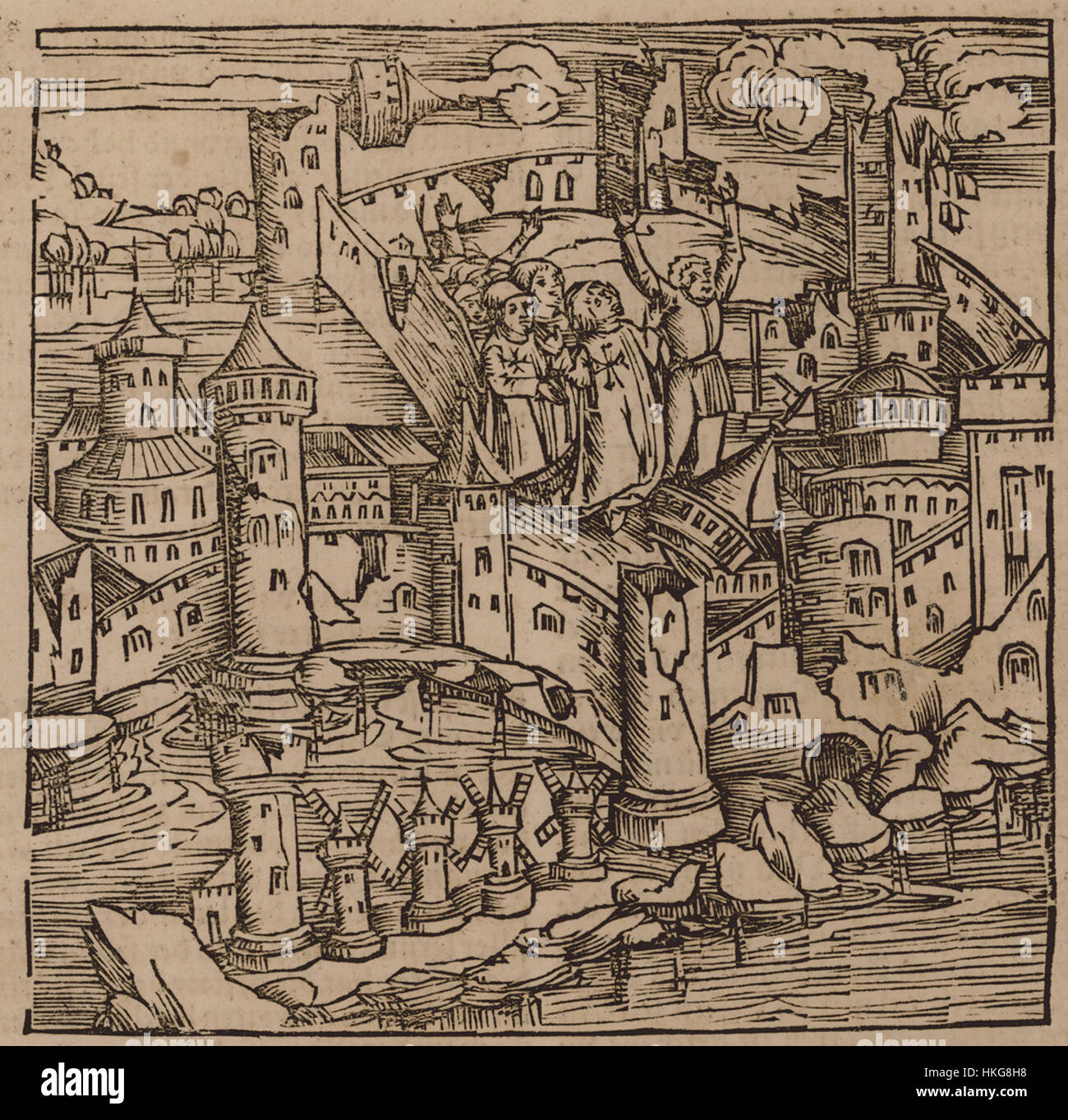 This 1513 painting by Johannes Adelphus depicts the city of Rhodes ...