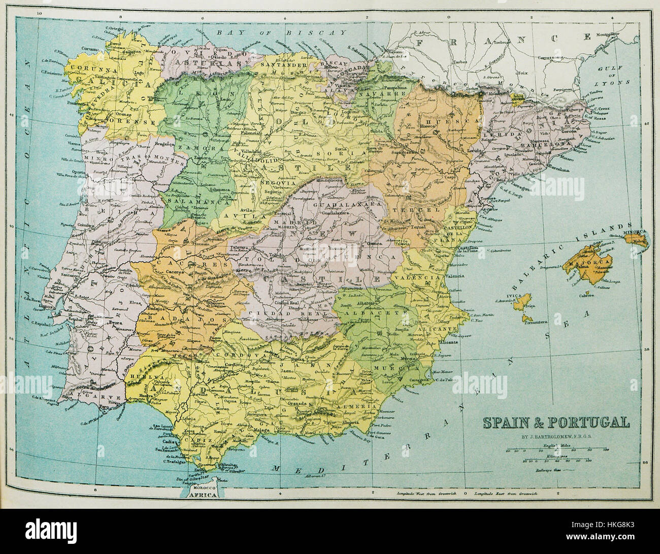 This 1870 map by William Francis Ainsworth depicts the regions of Spain ...