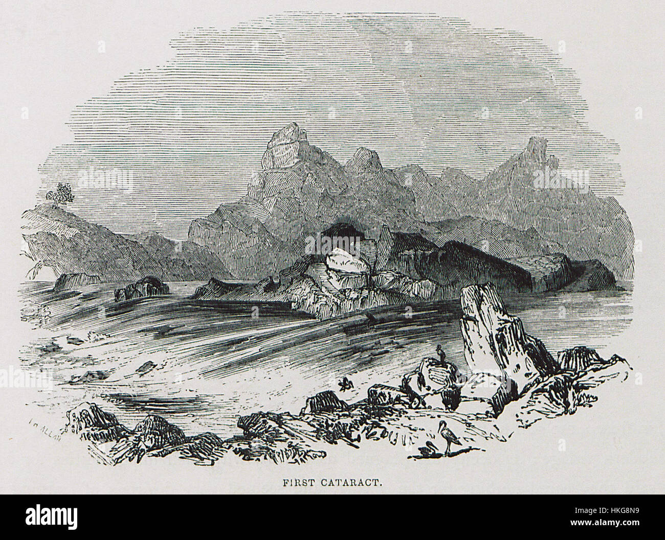 Allan John H.'s 1843 painting 'First Cataract' depicts the dramatic and ...