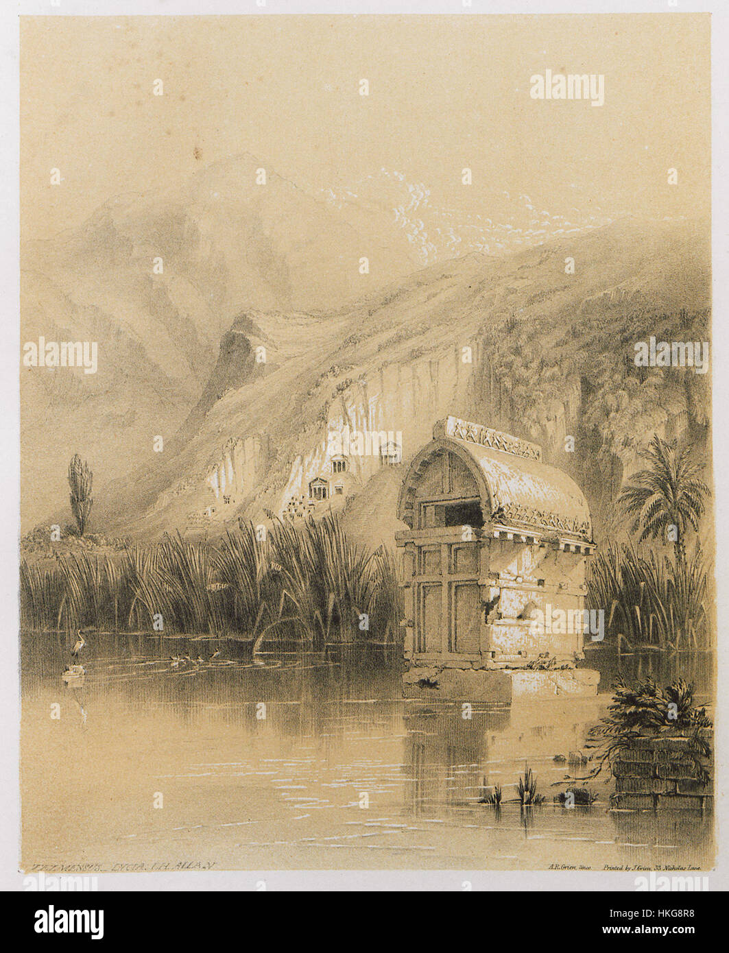 The painting 'Telmessus Lycia' by Allan John H from 1843 depicts the ...