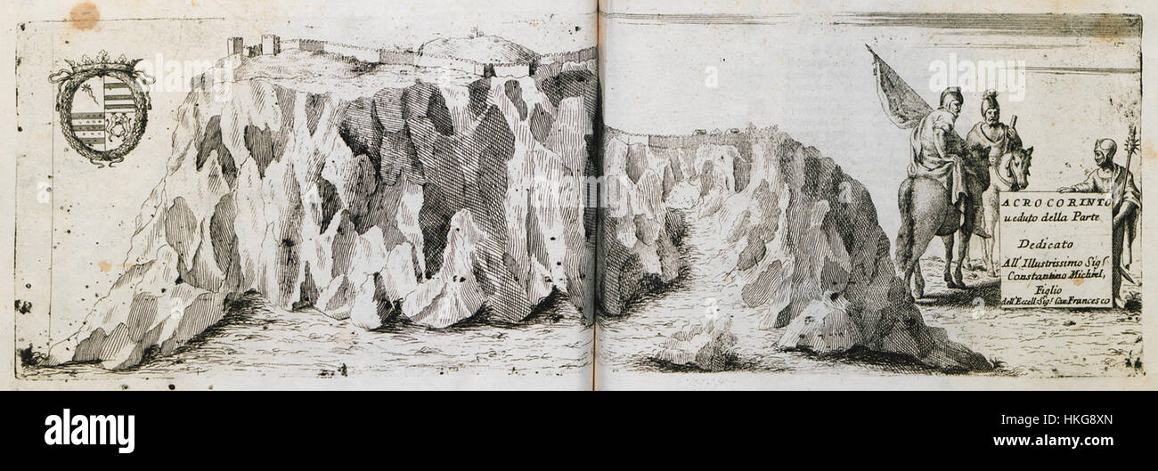 Acrocorinto, veduto dalla Parte di Coronelli Vincenzo Maria 1708 Stock ...