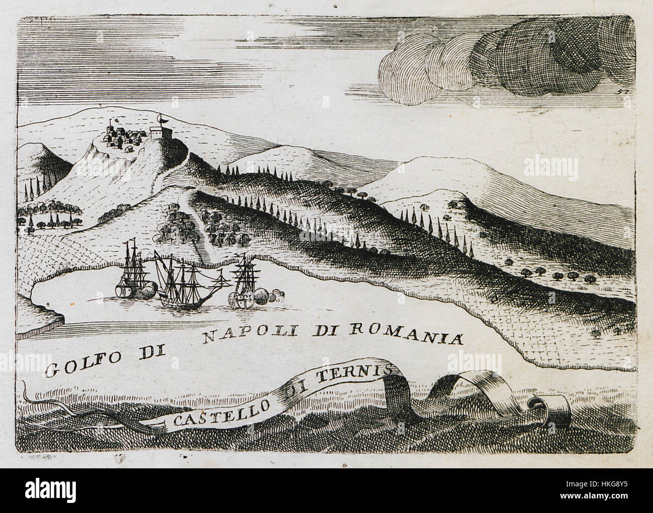 'Castello di Ternis' is a historical map from 1708 by Vincenzo Maria ...