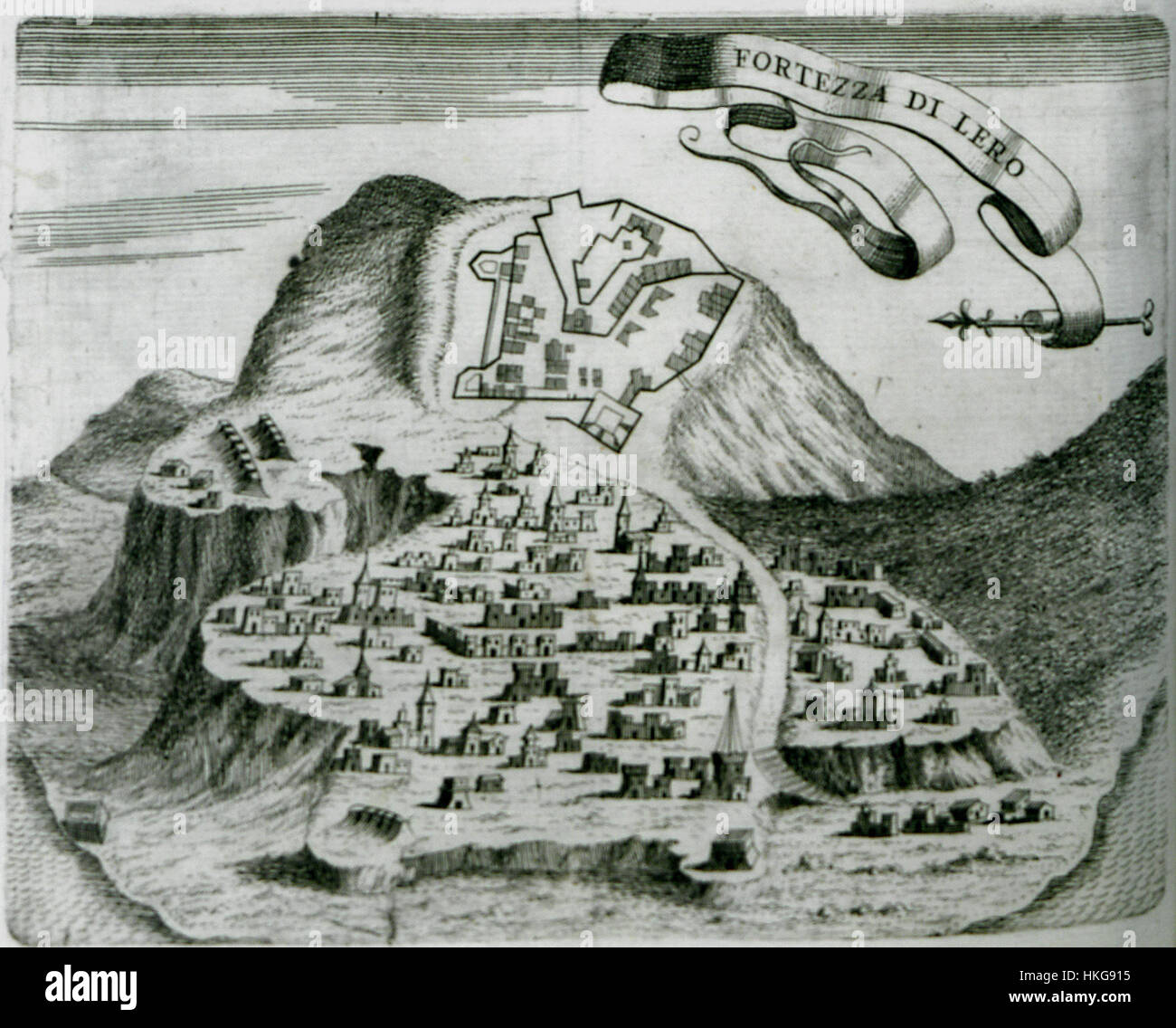 A map illustration of the Fortezza di Lero, created by Vincenzo Maria ...