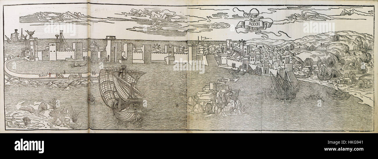 'Modon' by Bernhard von Breydenbach, created in 1502, is a woodcut ...