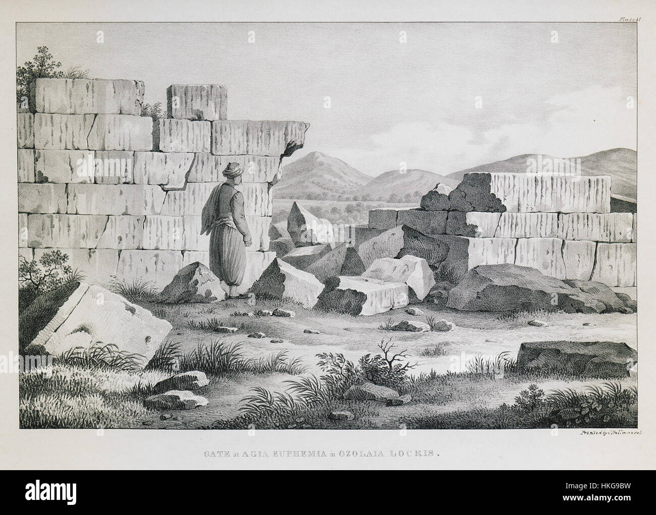 This 1834 illustration by Edward Dodwell shows the ancient gate at Agia ...