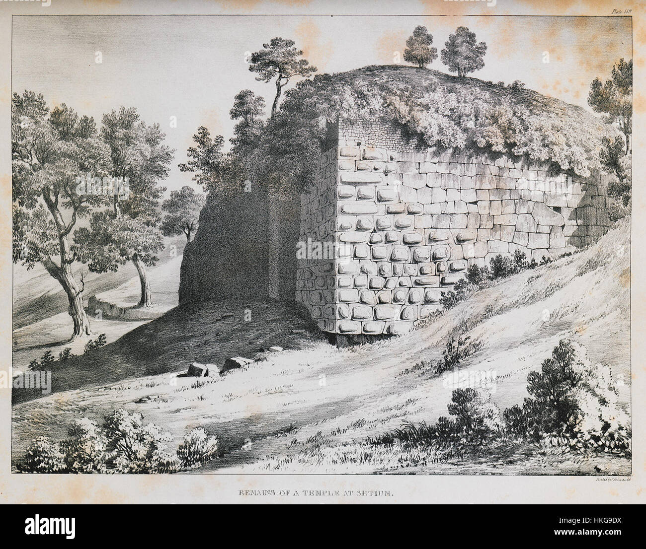 Edward Dodwell's 1834 painting shows the remains of a temple at Setium ...