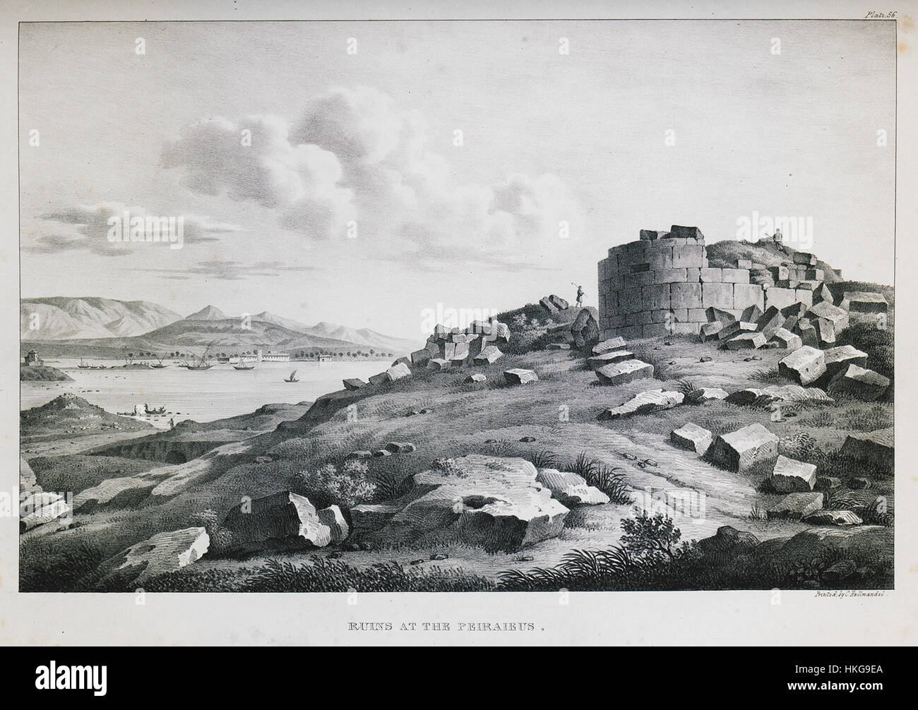 Edward Dodwell’s 1834 painting captures the ruins of the Peiraieus ...
