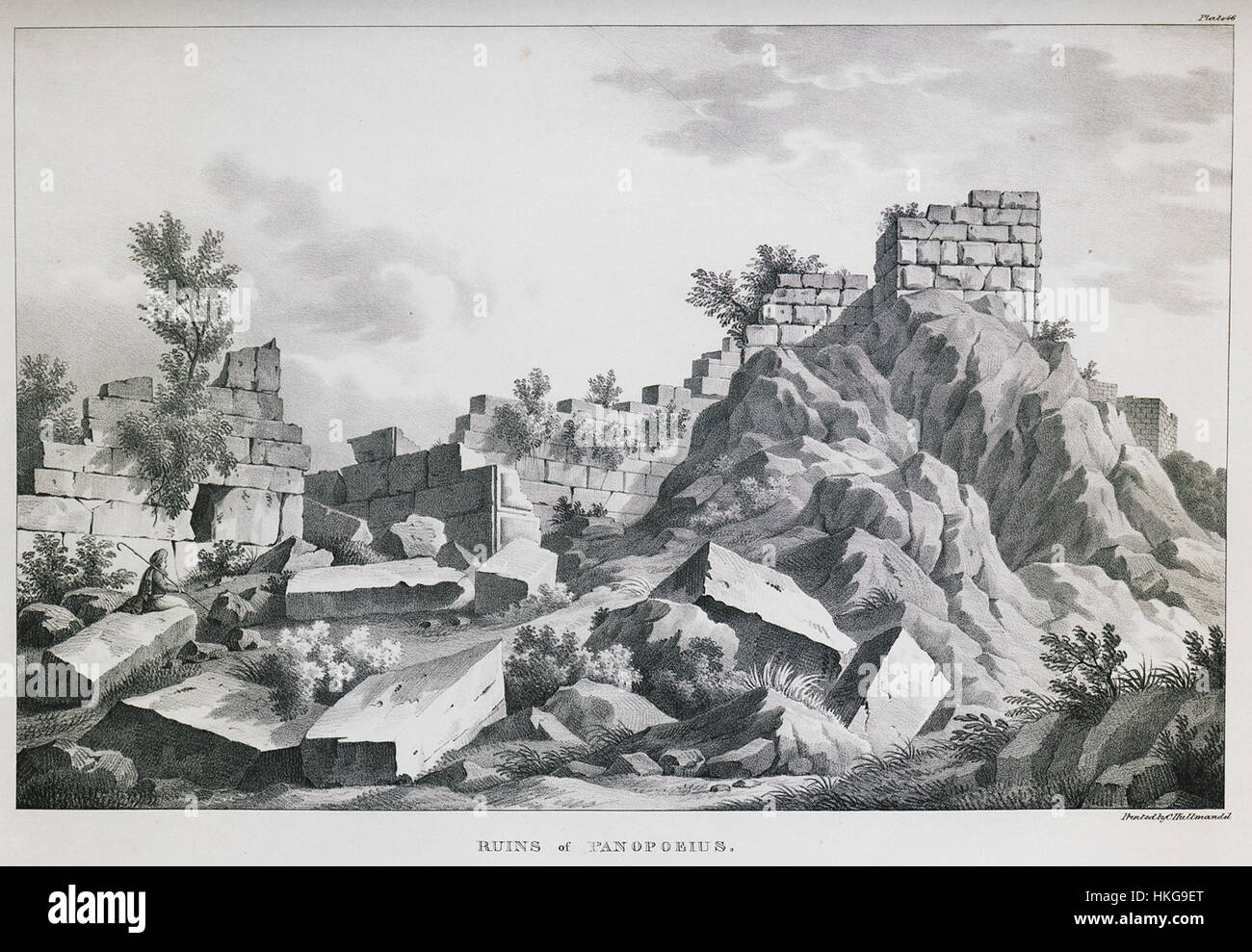 Edward Dodwell’s painting of the ruins of Panopoeius, created in 1834 ...