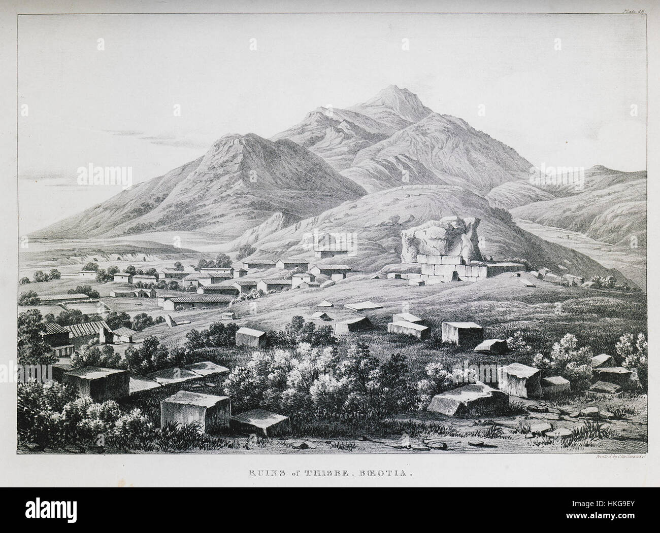 Edward Dodwellâ€™s 1834 painting of the ruins of Thisbe in Boeotia ...