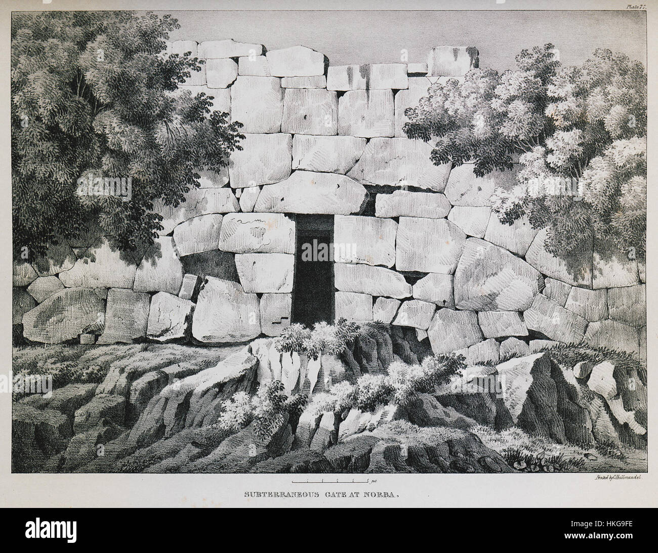 An 1834 artwork by Edward Dodwell depicting a subterranean gate at ...