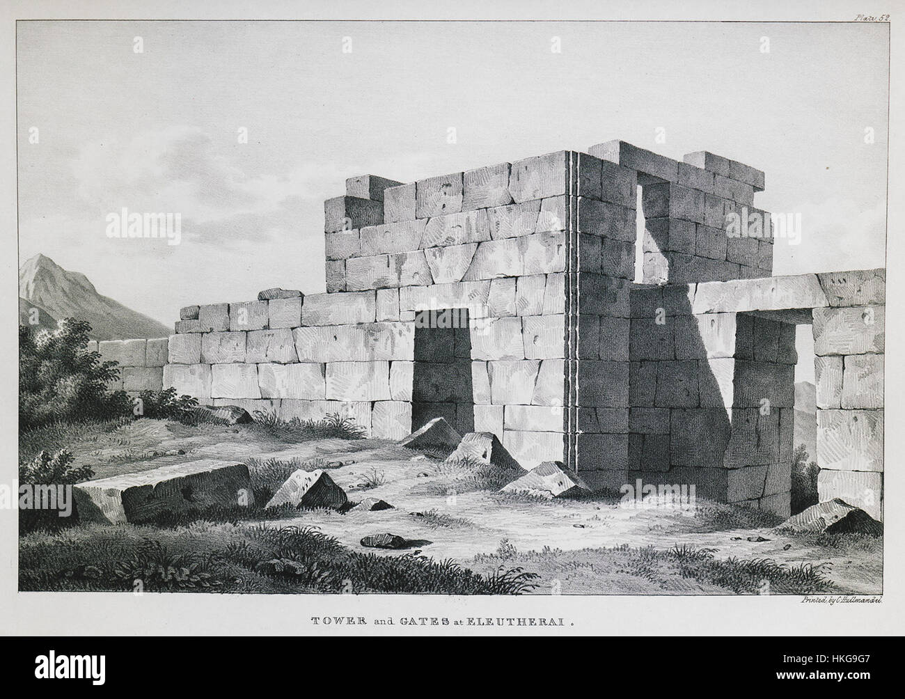 A painting by Edward Dodwell from 1834 depicting the tower and gates at ...