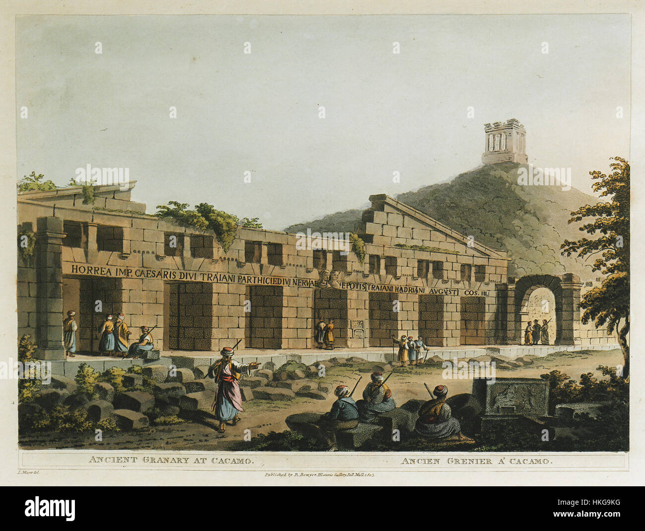 The 1803 painting by Luigi Mayer depicts the ancient granary at Cacamo ...