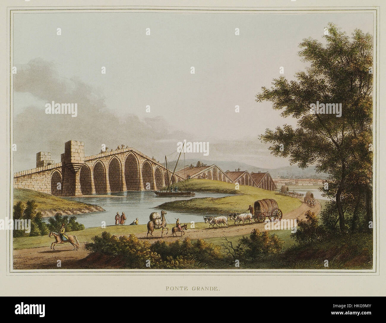 *Ponte Grande* by Mayer Luigi, painted in 1810, is a historic artwork ...