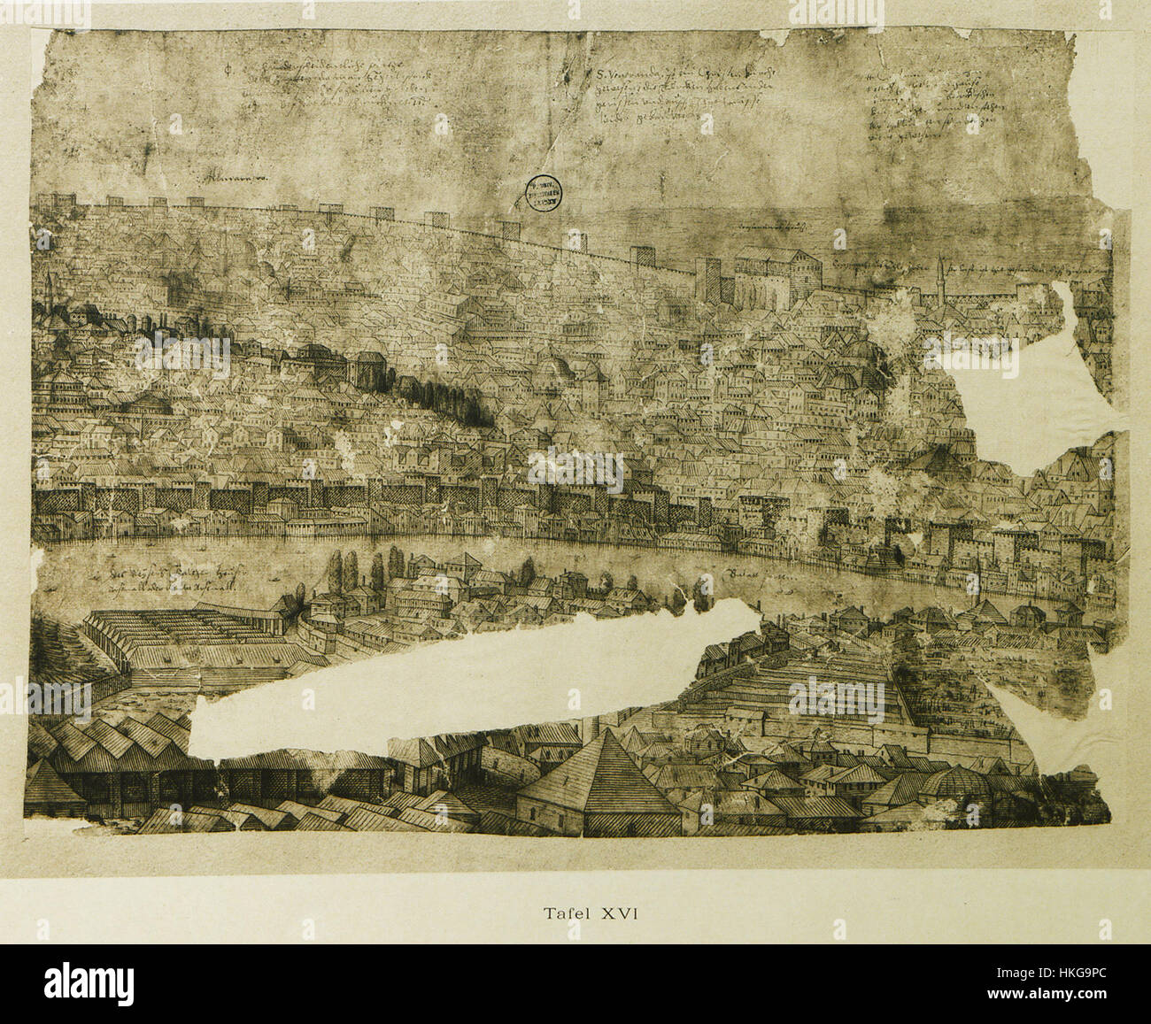 The panoramic view of Constantinople, featuring the western shore of ...