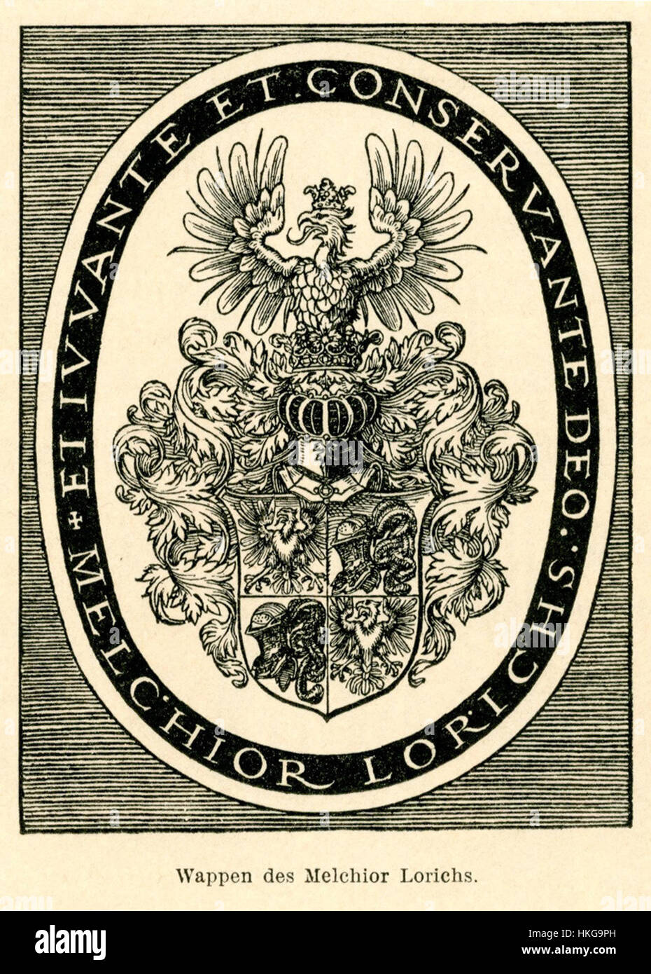 The coat of arms of Melchior Lorichs Lorck, a 16th-century noble, is a ...