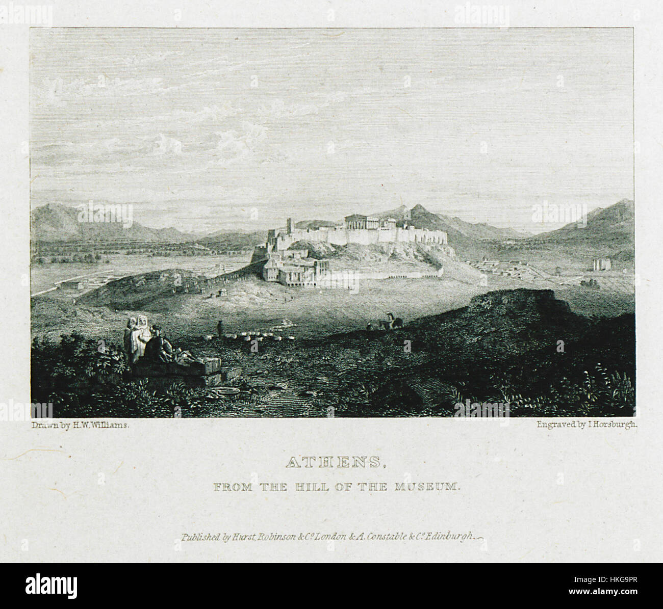 This 1829 painting by Hugh Williams captures a panoramic view of Athens ...