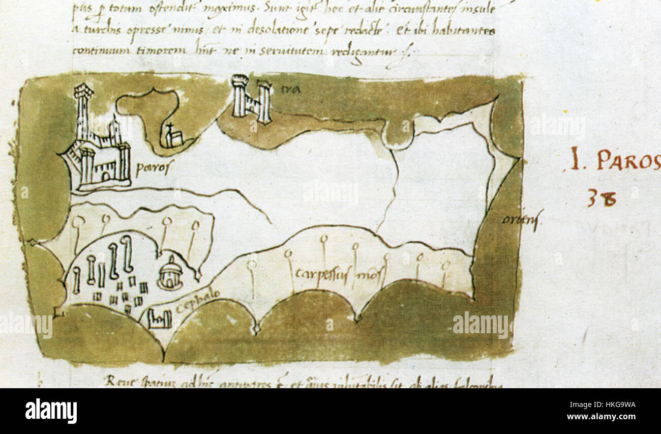 The map by Cristoforo Buondelmonti, created in 1420, presents an early ...