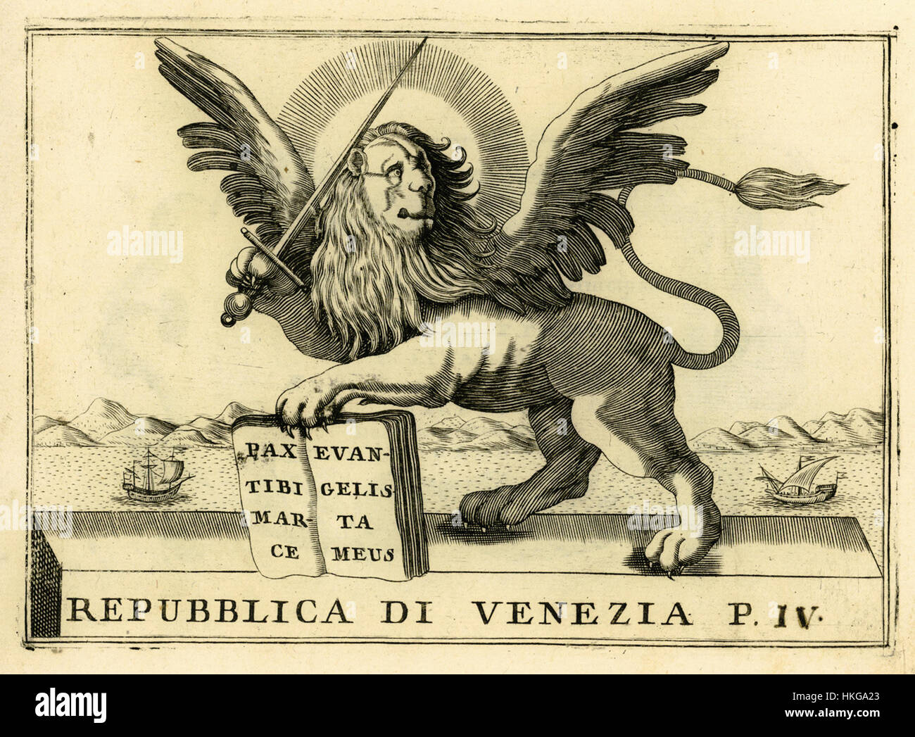 The frontispiece 'The Lion of Venice' by Vincenzo Coronelli, created in ...