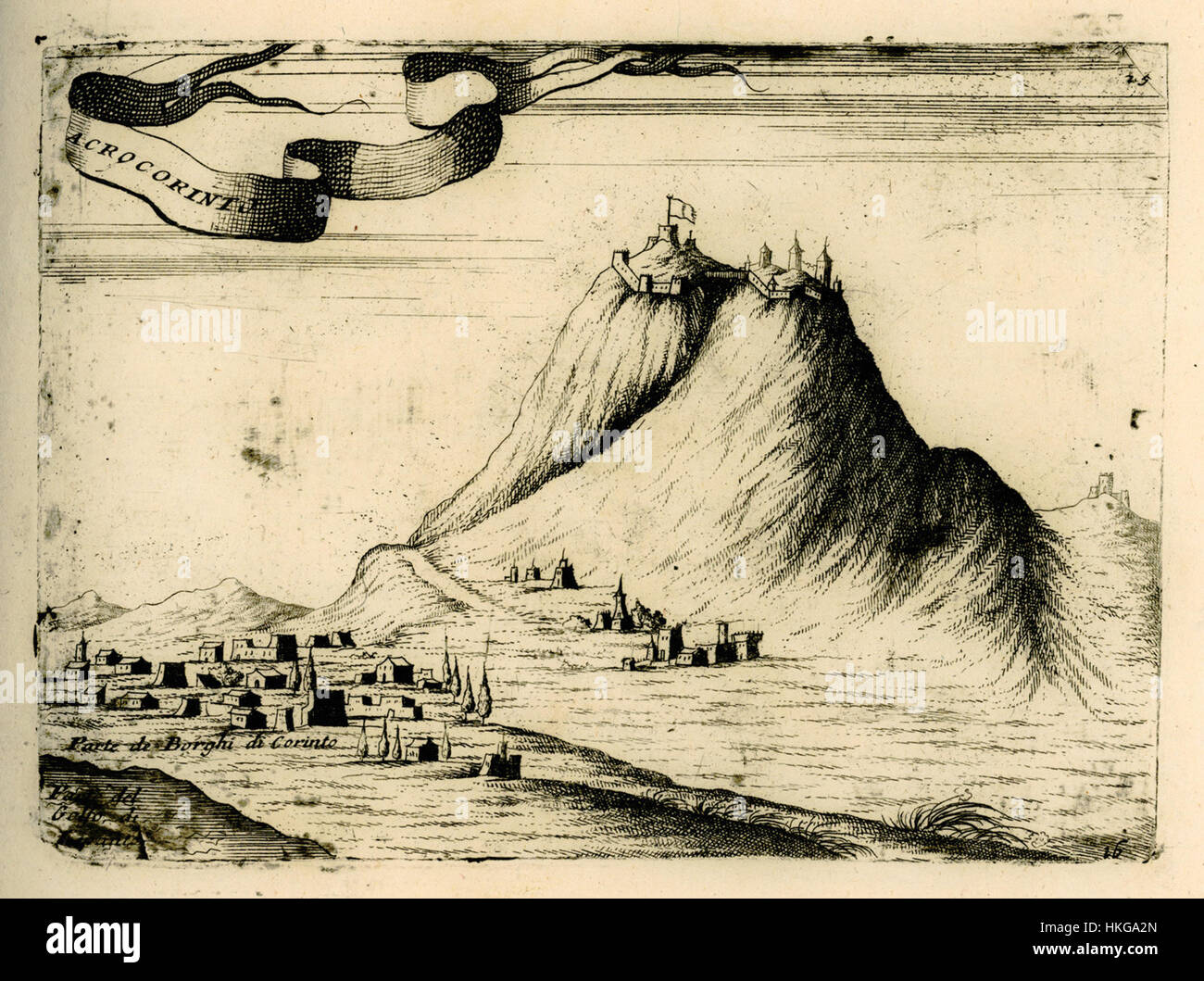 *Acrocorinto* by Vincenzo Coronelli, painted in 1688, depicts the ...