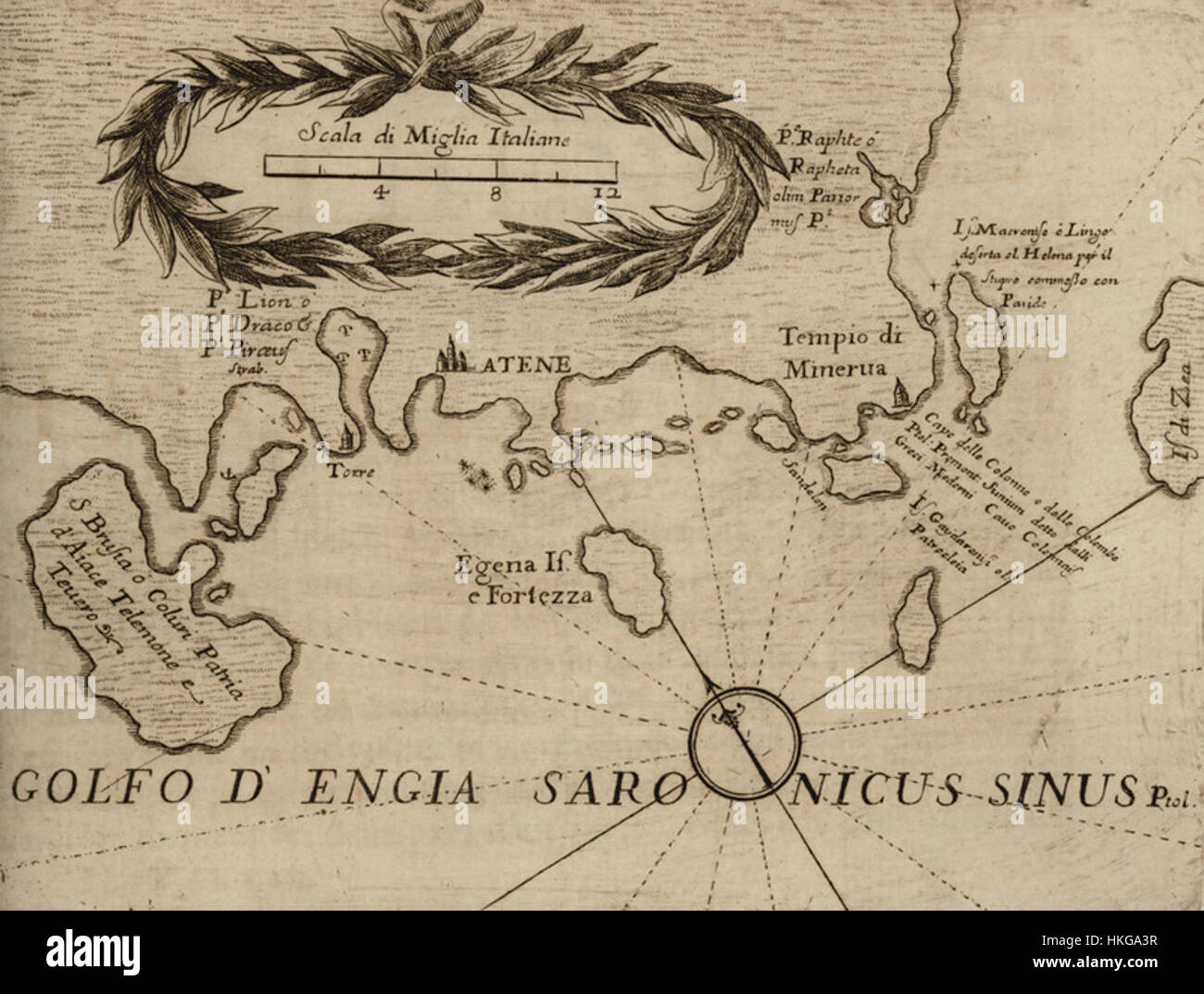This 1687 map by Vincenzo Coronelli depicts the coast of Attica ...