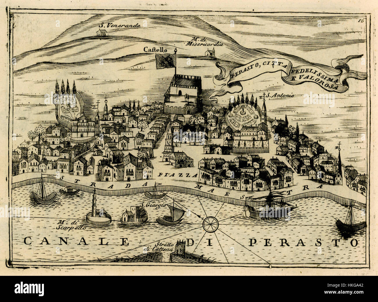 Perasto, citta fedelissima e valorosa Coronelli Vincenzo 1688 Stock ...
