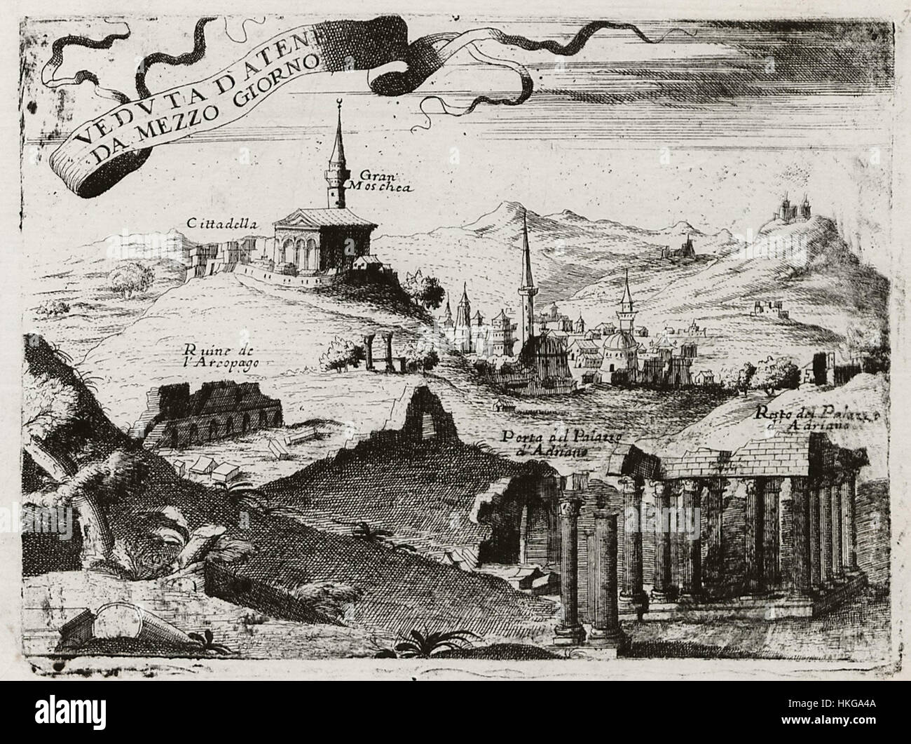 'Veduta d'Atene da Mezzo Giorno', created by Vincenzo Coronelli in 1686 ...