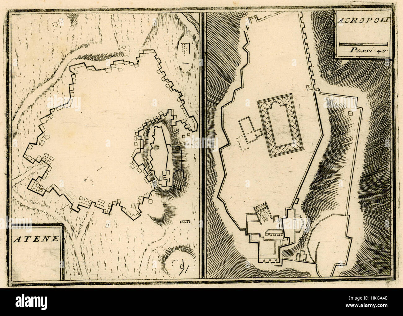 The 1688 map of Athens and its Acropolis, by Vincenzo Coronelli ...