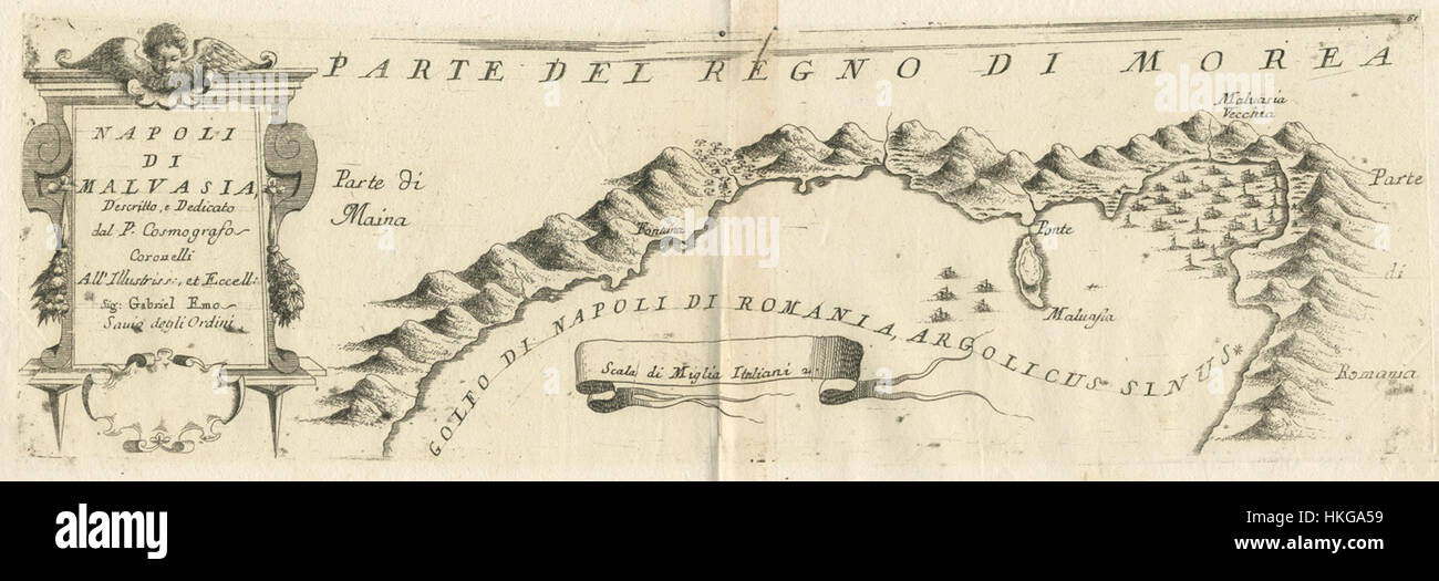 This 1688 map of Naples, created by Malvasia Coronelli, showcases the ...