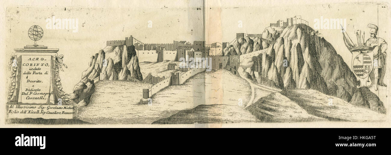 Acrocorinto, veduto dalla Parte di Coronelli Vincenzo 1688 Stock Photo ...