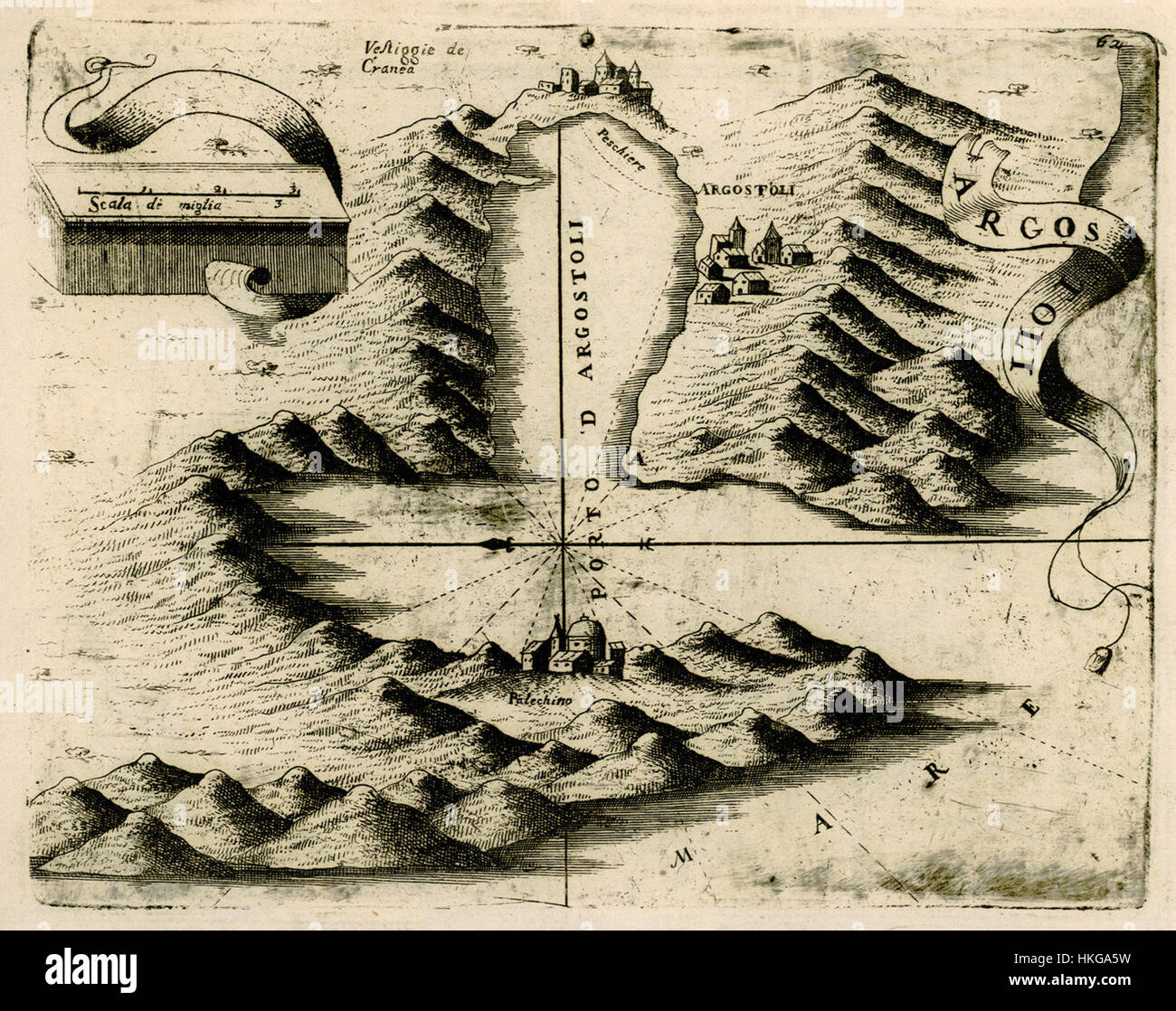 This map, titled 'Argostoli,' created by Vincenzo Coronelli in 1688 ...