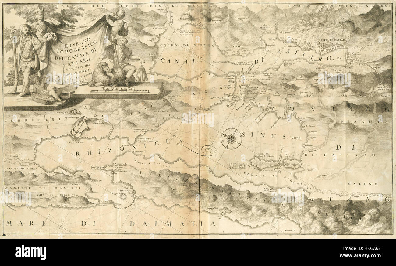 This 1687 map by Vincenzo Coronelli presents a topographical view of ...