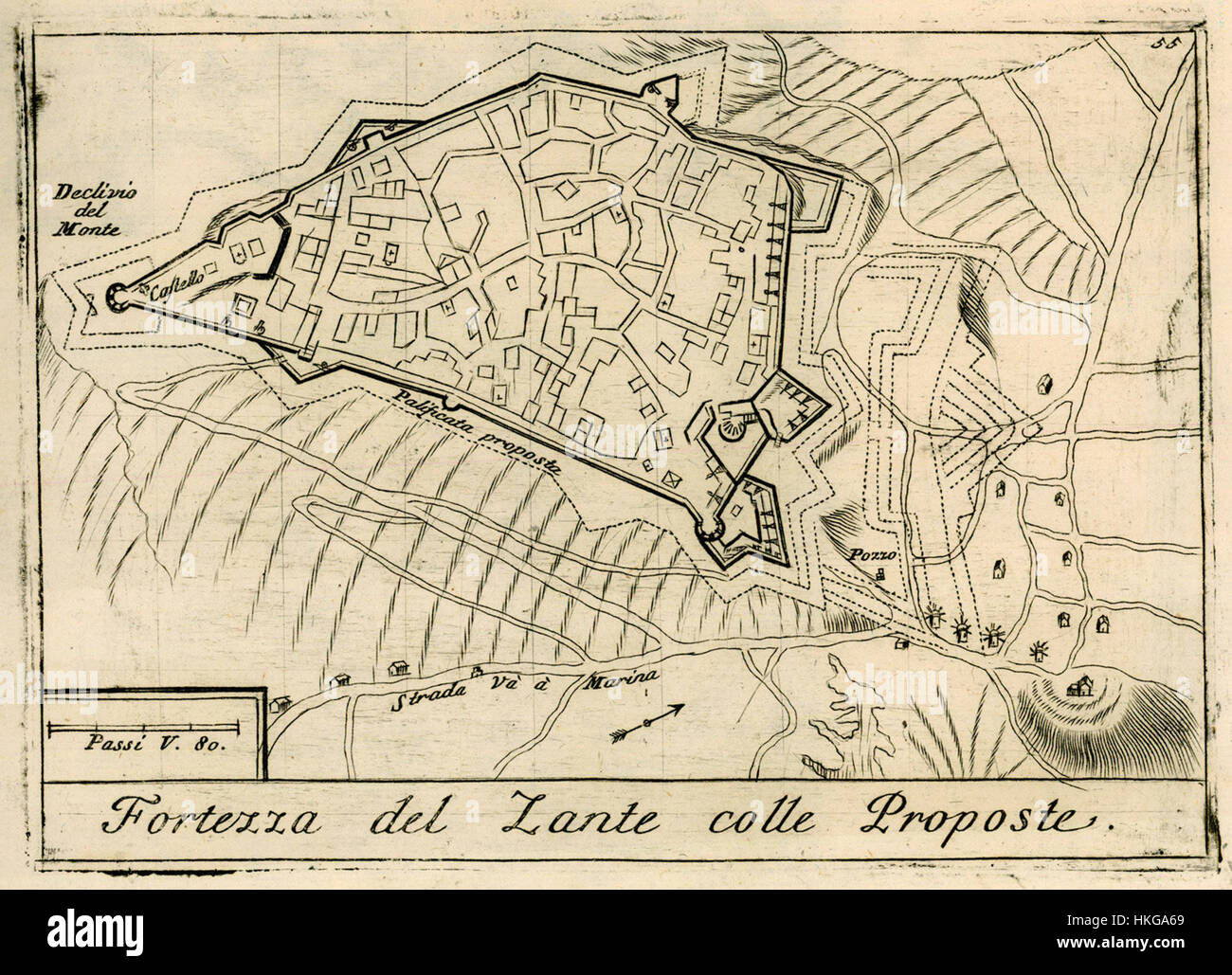 This 1688 map by Vincenzo Coronelli, titled 'Fortezza del Zante ...