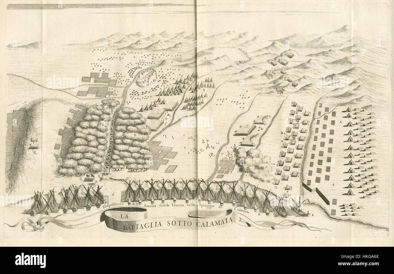 *La battaglia sotto Calamata* by Vincenzo Coronelli, painted in 1687 ...