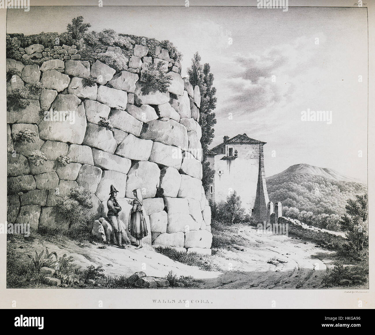 A sketch by Edward Dodwell from 1834 depicting the ancient walls of ...