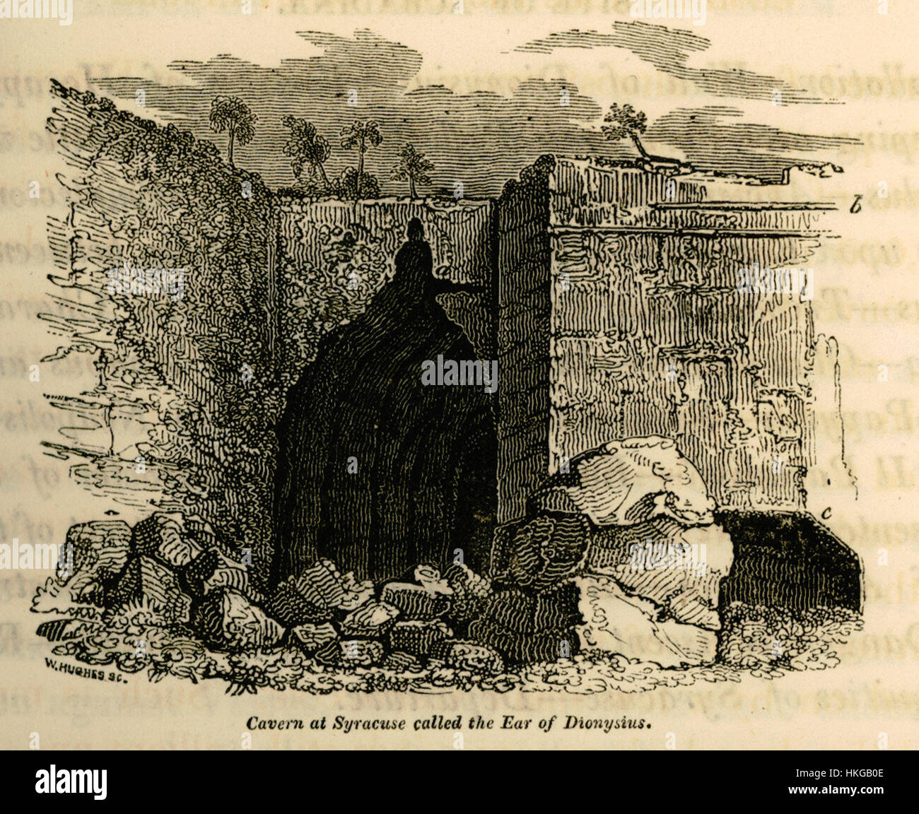 This 1820 artwork by Thomas Smart depicts the Cavern at Syracusae, also ...