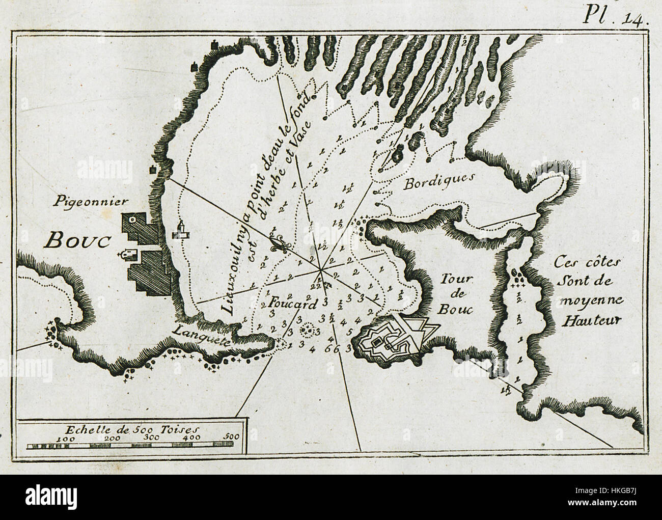 This 1804 map by Roux Joseph illustrates the port of Bouc in France ...