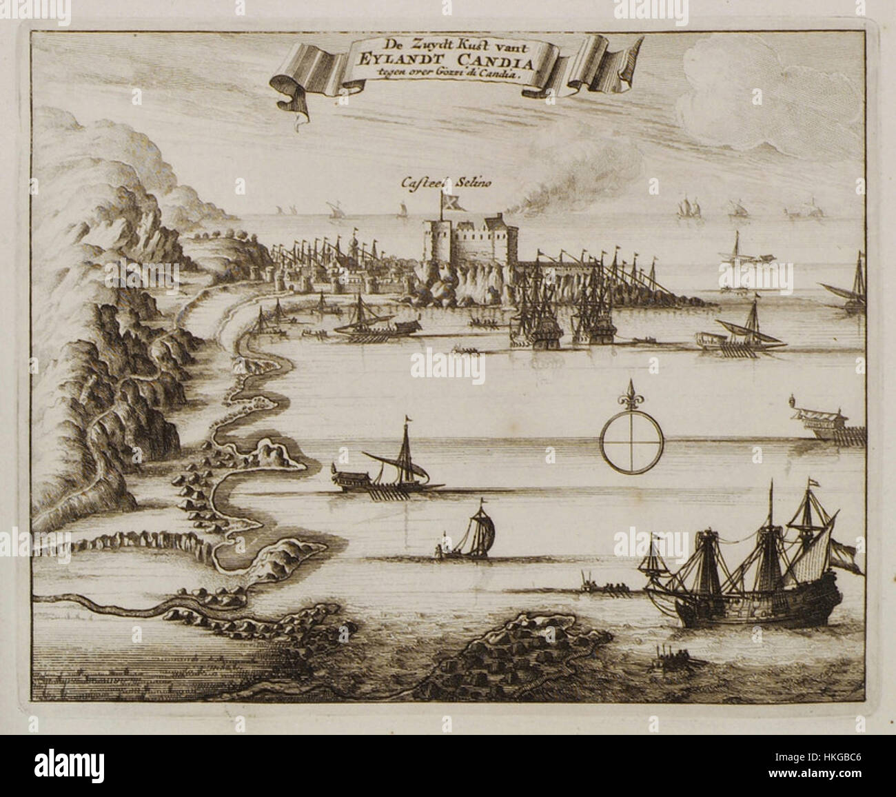 This 1688 map by Olfert Dapper illustrates the southern coast of Crete ...