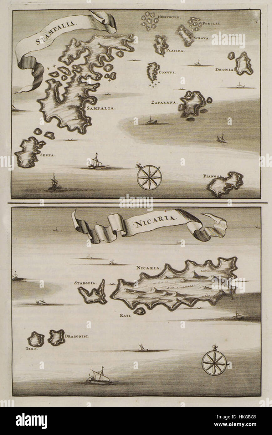 This 1688 map by Olfert Dapper illustrates the island of Astypalaia and ...
