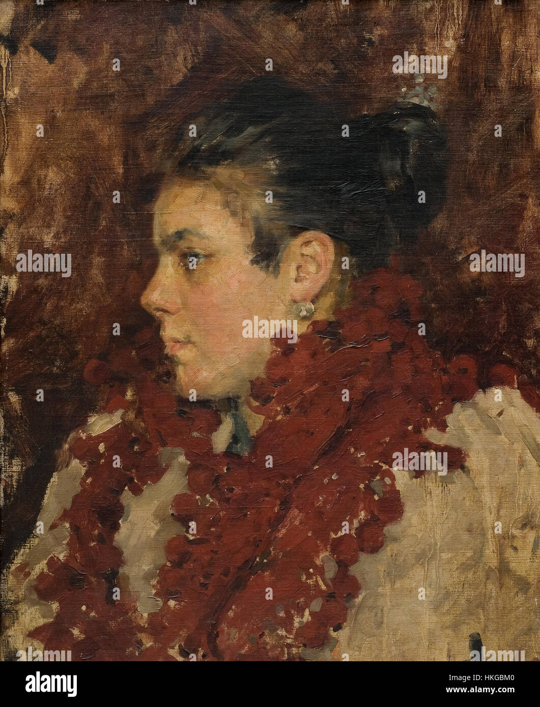 *El chal rojo* by Carlos Federico Saez portrays a woman draped in a red ...