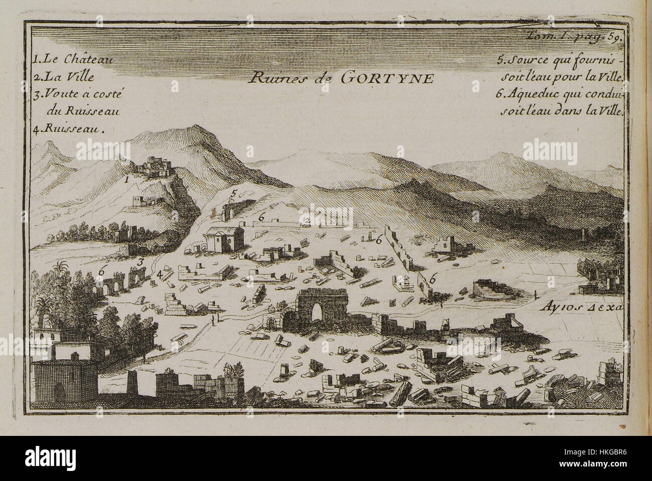 A detailed 1717 engraving by Joseph Pitton de Tournefort showing the ...