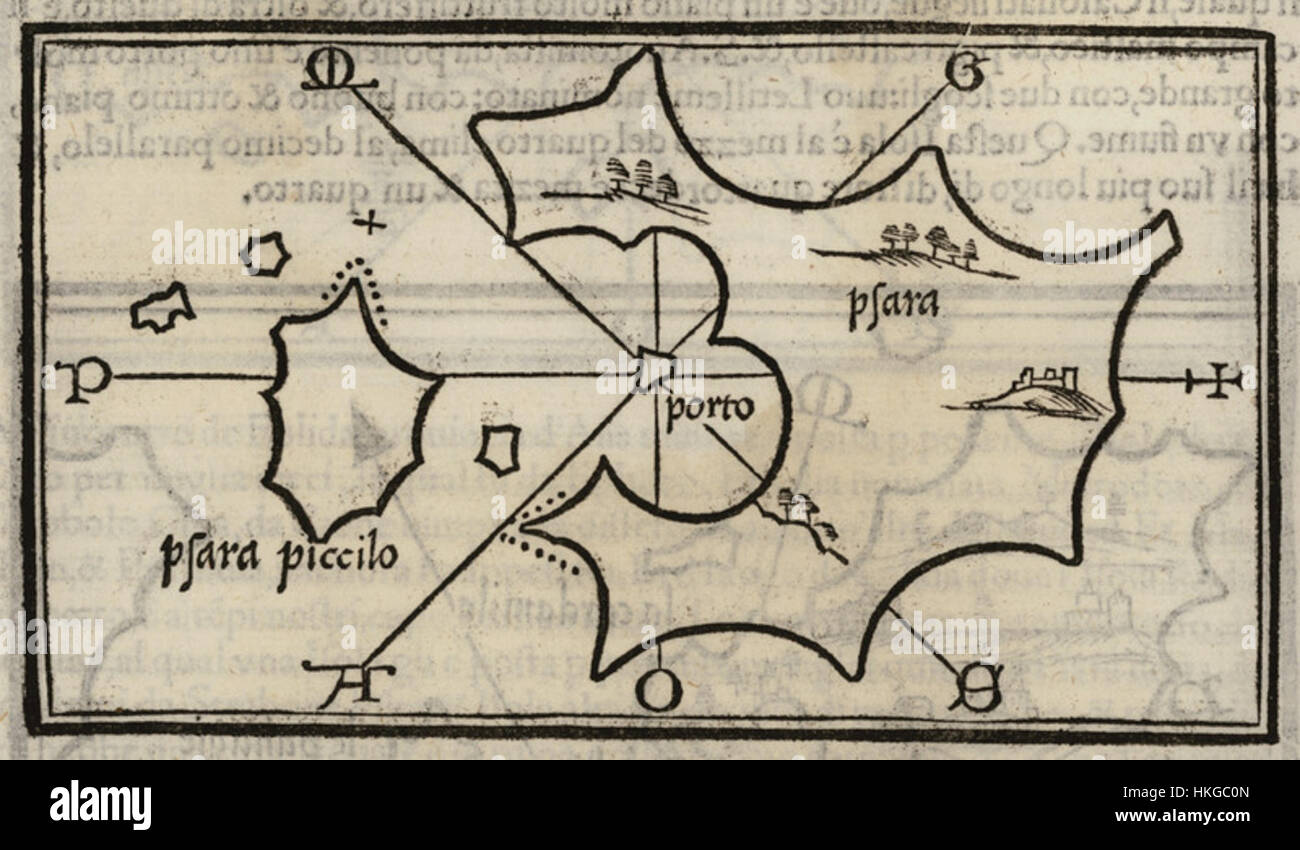 This 1547 map by Benedetto Bordone illustrates the islands of Psara and ...