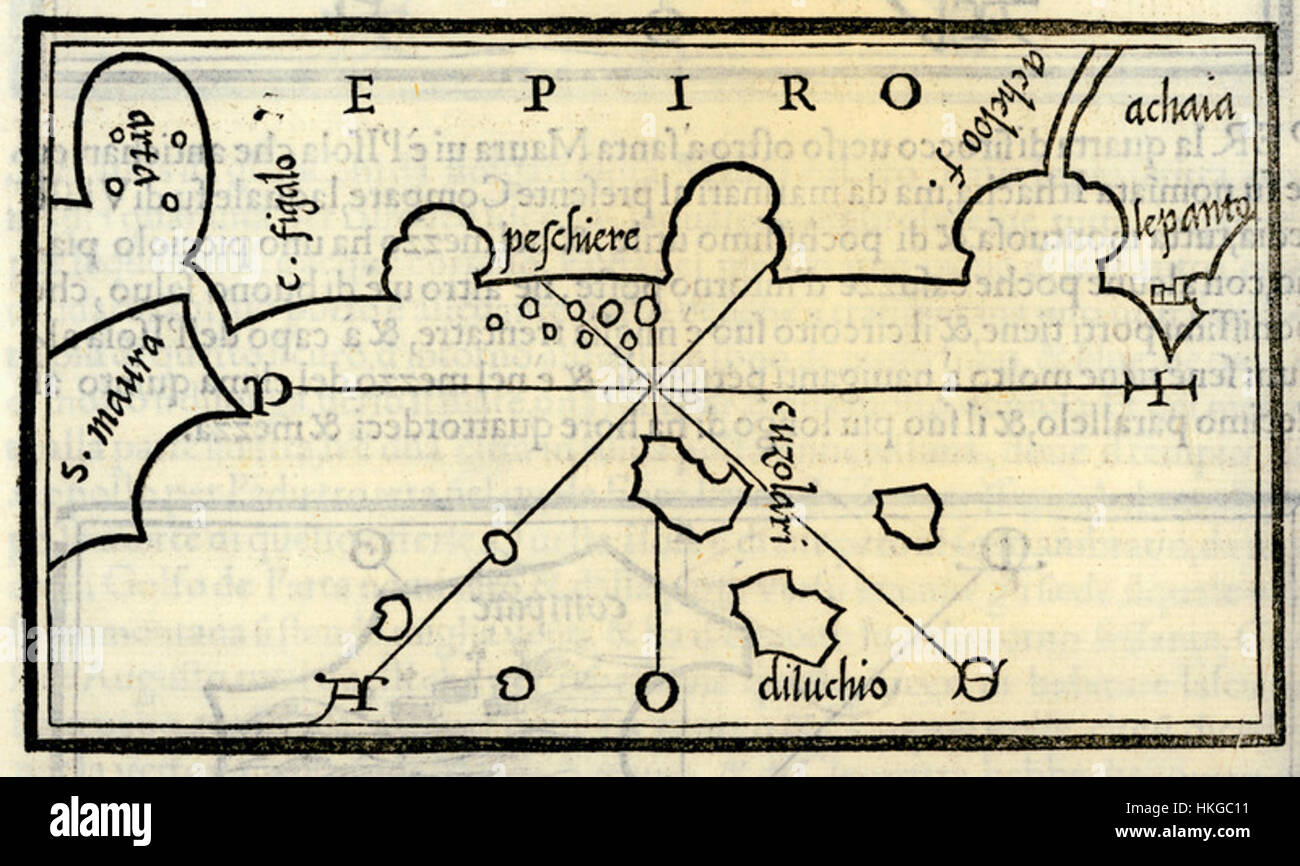 A map by Benedetto Bordone from 1547 detailing the coast of Epirus and ...