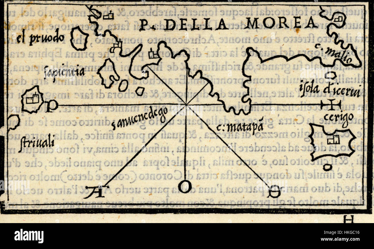 This 1547 map by Benedetto Bordone details the southern coast of the ...