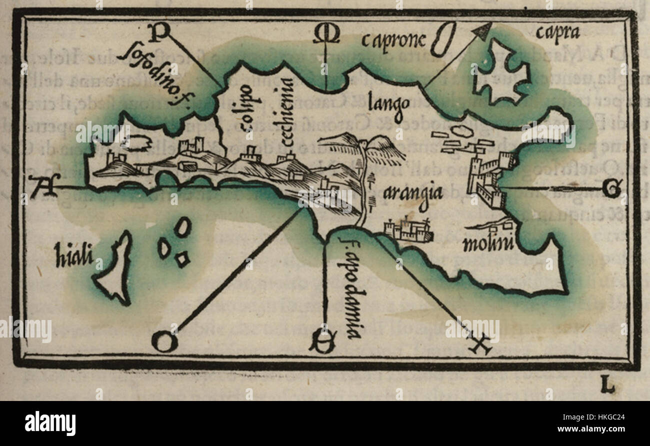 This 1547 map by Benedetto Bordone illustrates the island of Kos ...