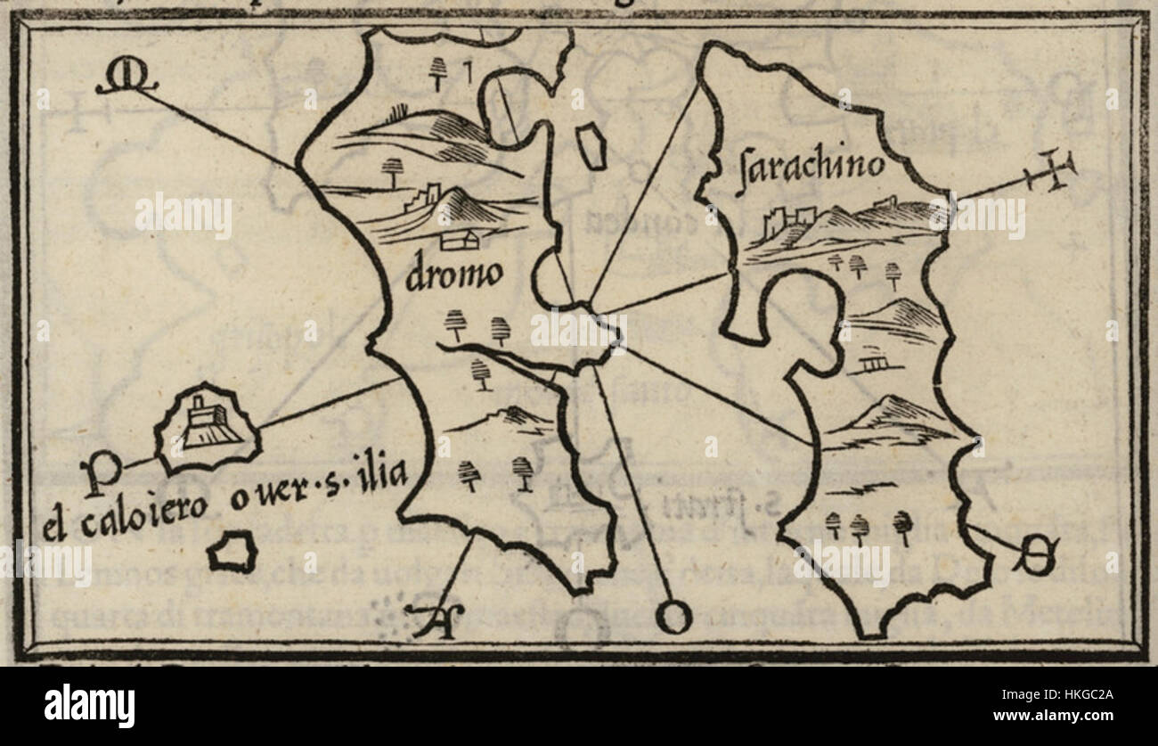 A 1547 map by Benedetto Bordone depicting the Plateia and Sarakino ...