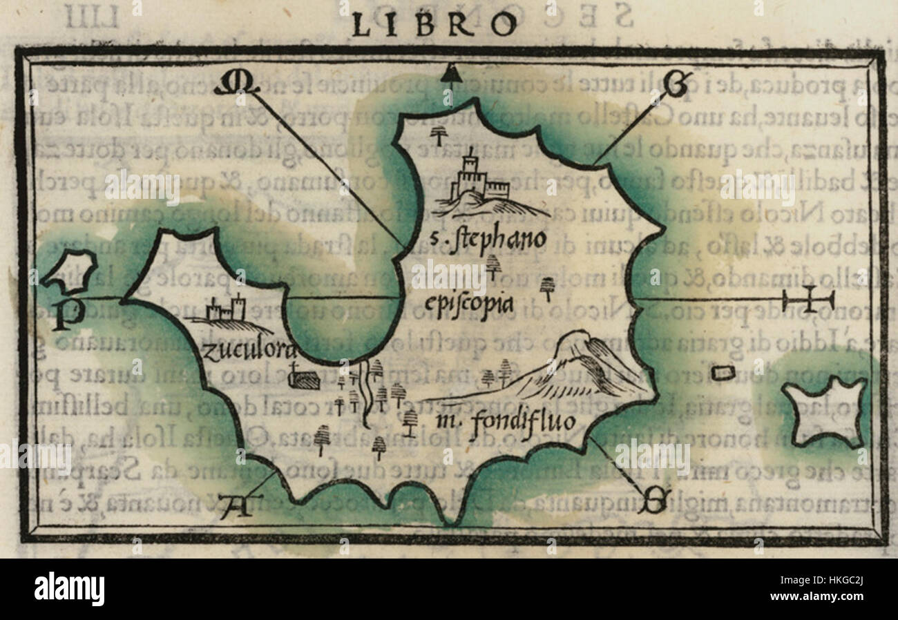 This 1547 map of the island of Tilos, created by Benedetto Bordone ...