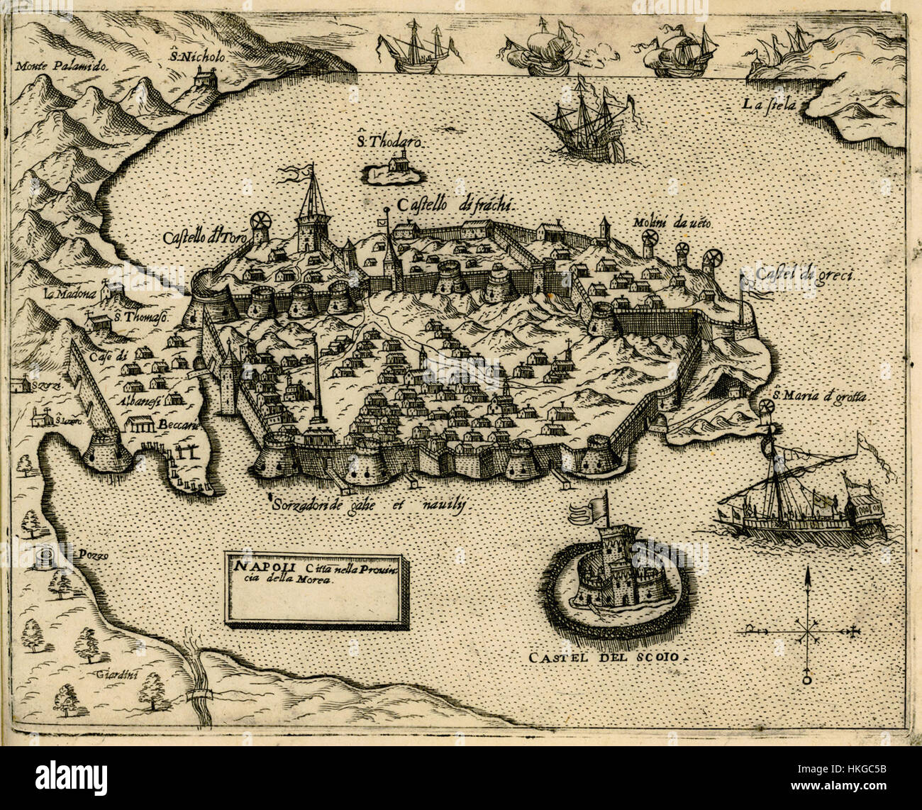 The map 'Napoli Citta nella Provincia della Morea' by Giovanni ...